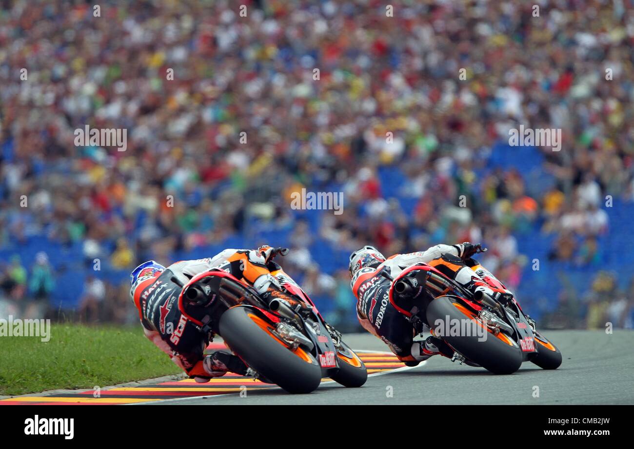 08.07.2012. Hohenstein-Ernstthal, Germany. Spanish rider Daniel Pedrosa ...