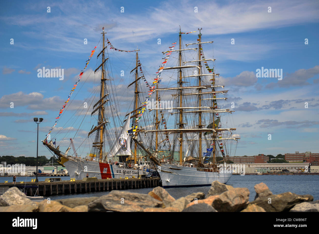 US Coast Guard training vessel the barque Eagle, America's tall ship in ...