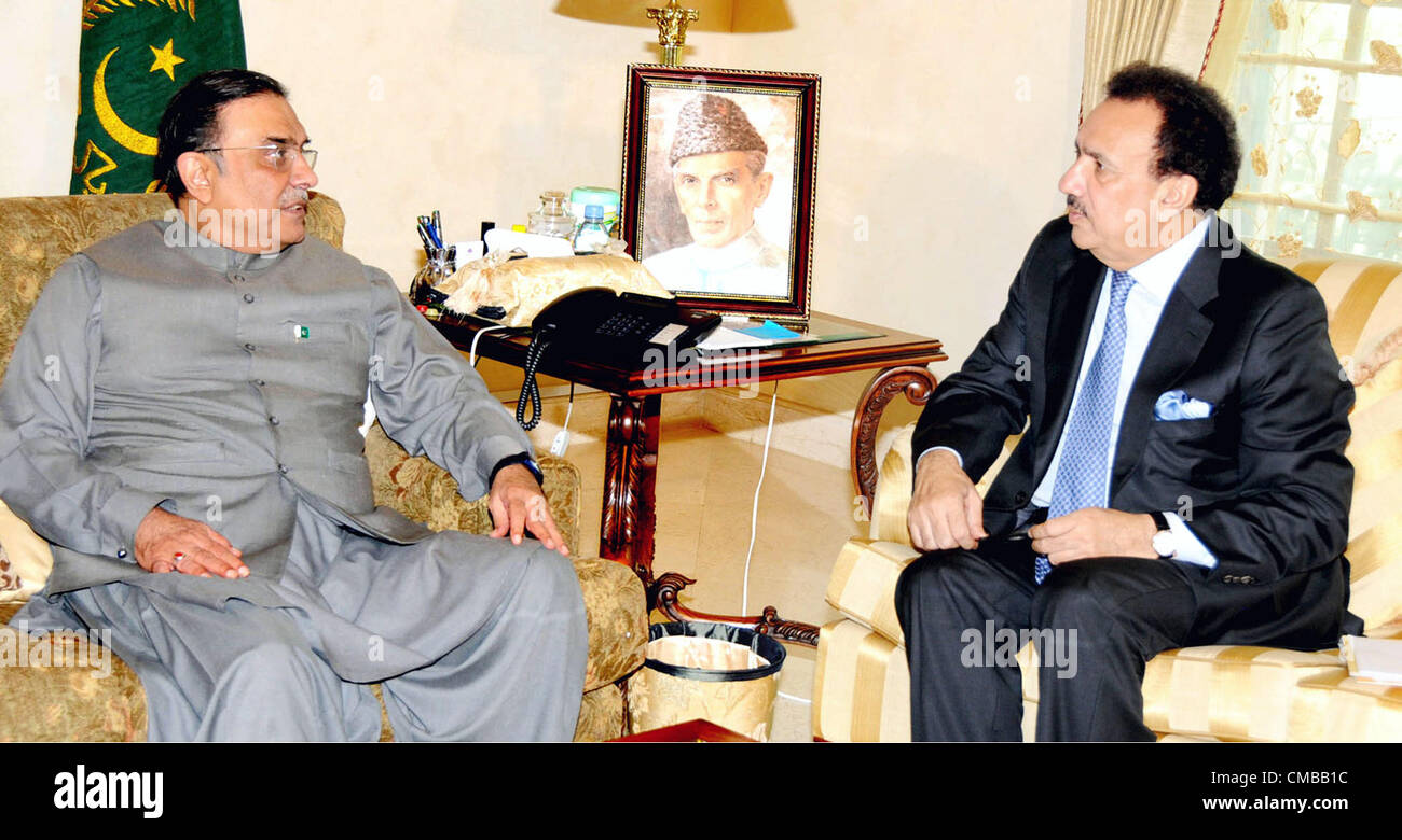 President, Asif Ali Zardari in meeting with Interior Advisor A. Rehman ...