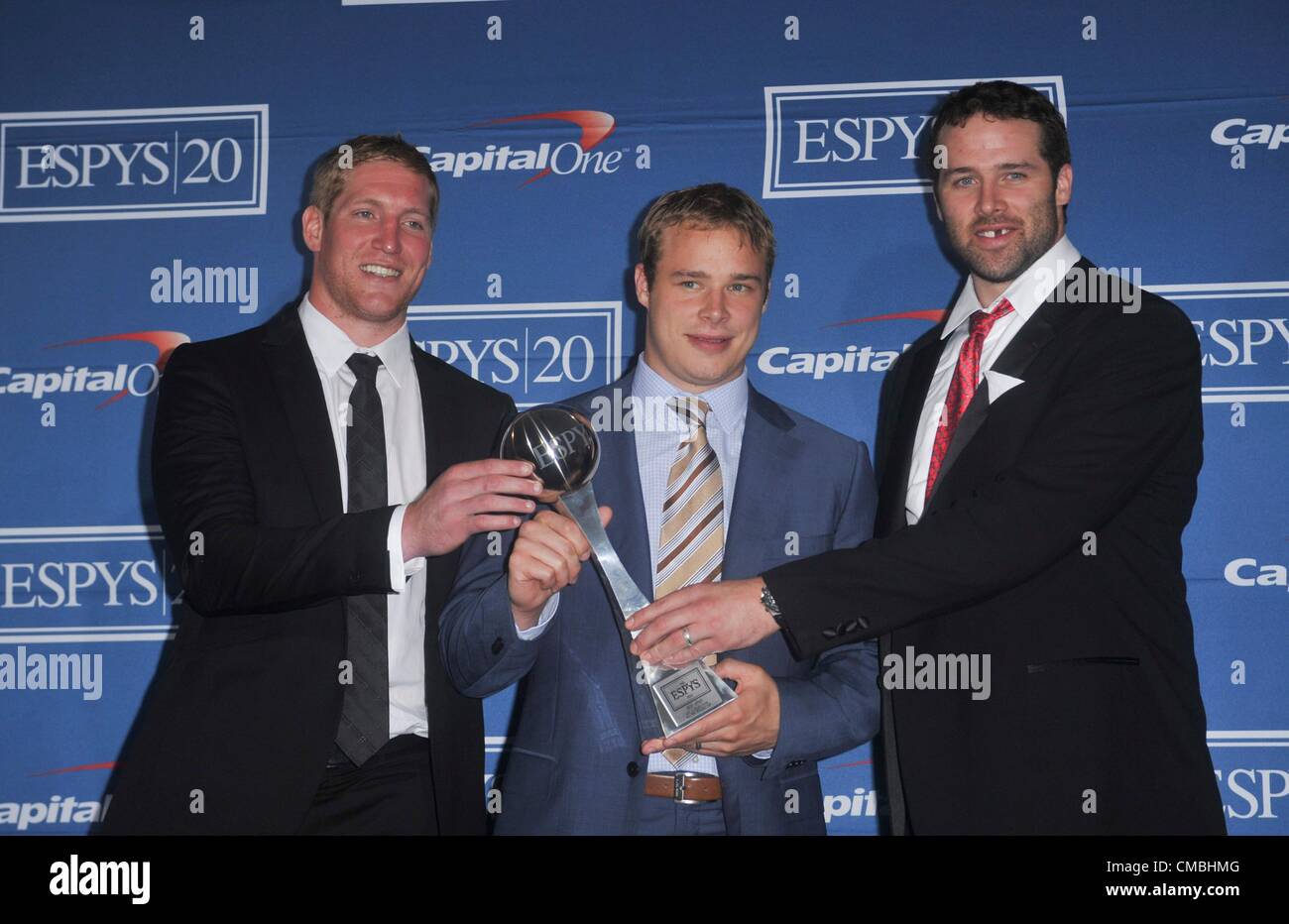 Dustin Penner, Dustin Brown, Matt Greene in the press room for ESPN's ...