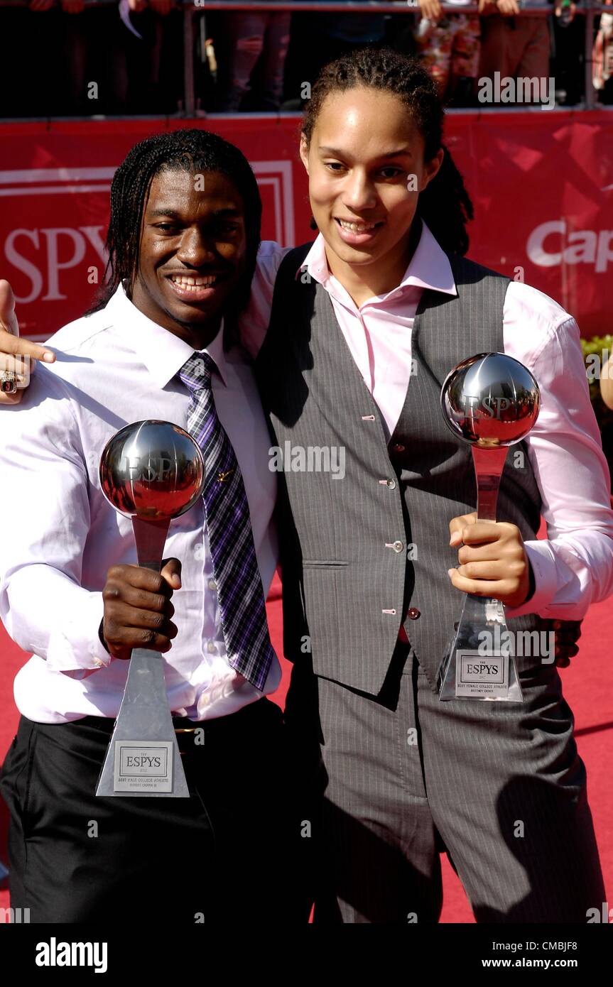 Robert Griffin III, Brittney Griner at arrivals for ESPN's 2012 ESPY ...