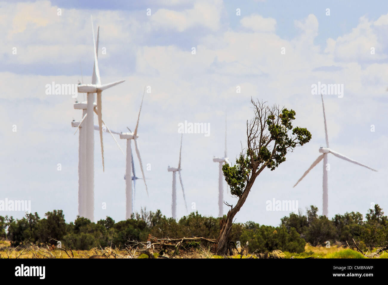 July 12, 2012 - Holbrook, Arizona, U.S - Wind turbines at the Dry Lake ...