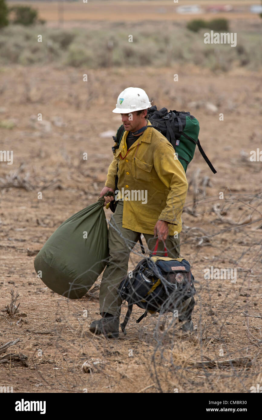 Firemen Smoke Jumpers parachute into wildfire forest fire area to start ...