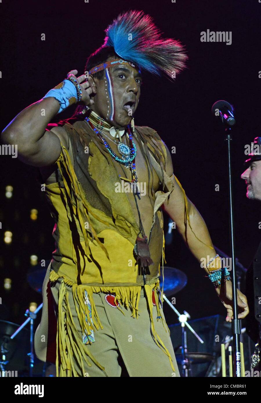 New York, USA. Village People, Felipe Rose on stage for Seaside Summer ...