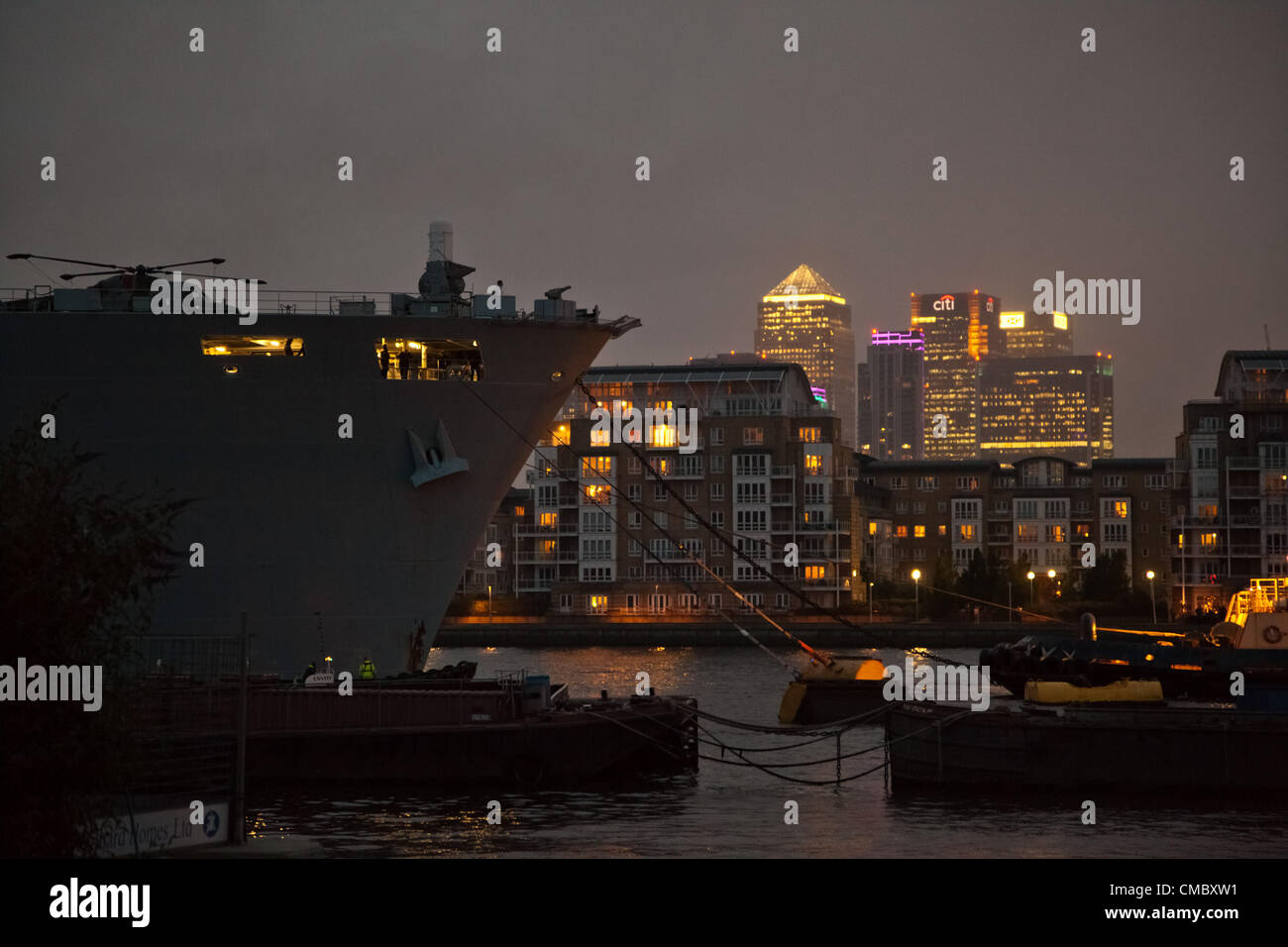 London, UK. 13th July 2012 HMS Ocean, the largest in the Navy in ...