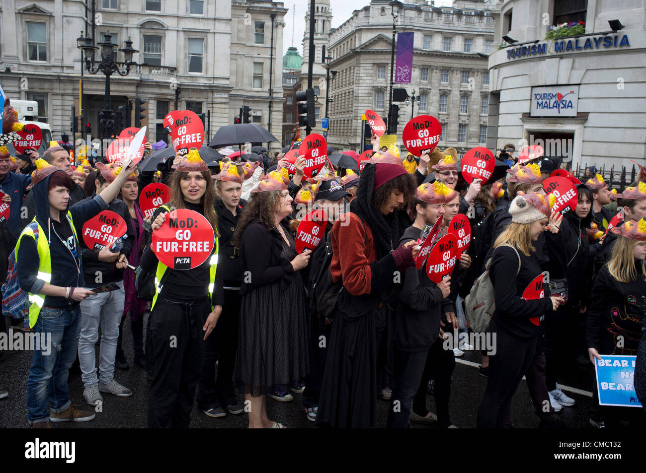 14th July, 2012. London UK. Protest march organized by (PETA) People ...