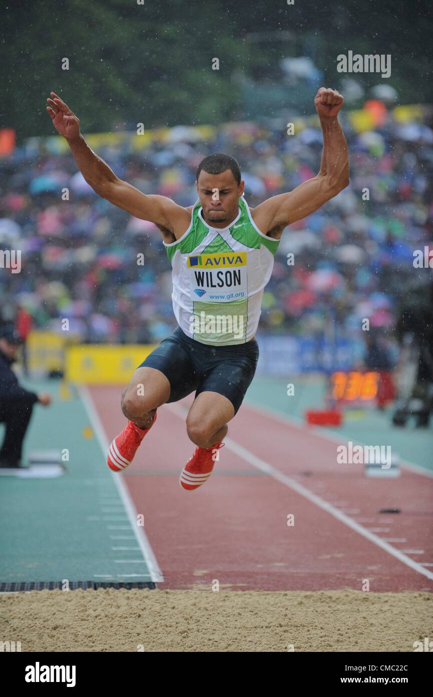 14.07.2012 London ENGLAND Mens Triple Jump, Aarik Wilson in action ...