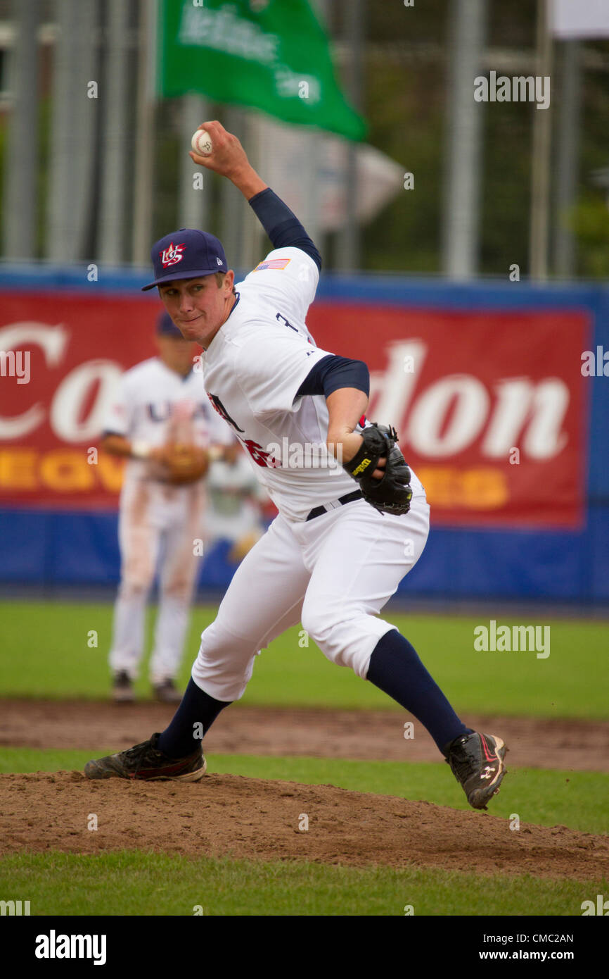 HAARLEM, THE NETHERLANDS, 14/07/2012. Pitcher David Berg of team USA at ...