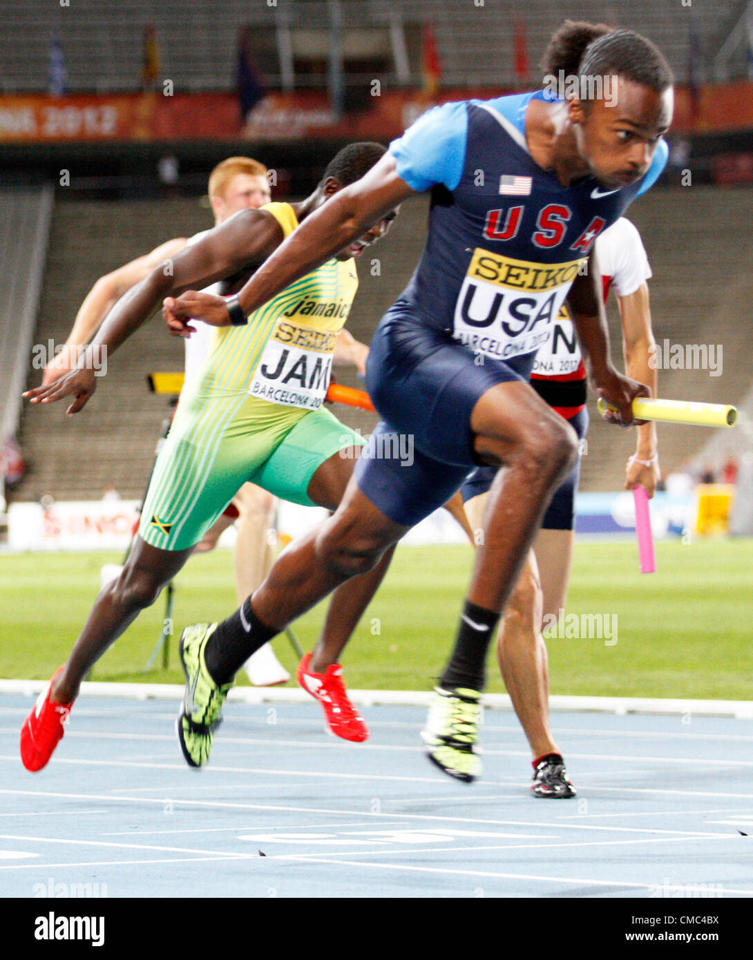 14.07.2012 Barcelona, Spain. Aaron Ernest first position and gold medal ...