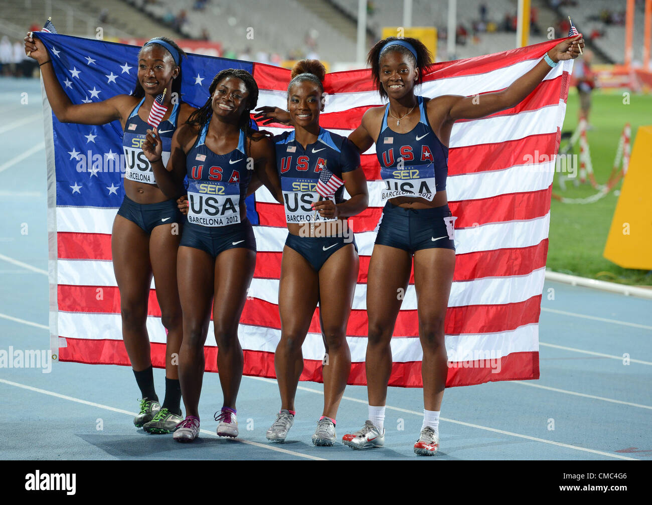 BARCELONA, Spain: Saturday 14 July 2012, The 4x100m relay team from the ...