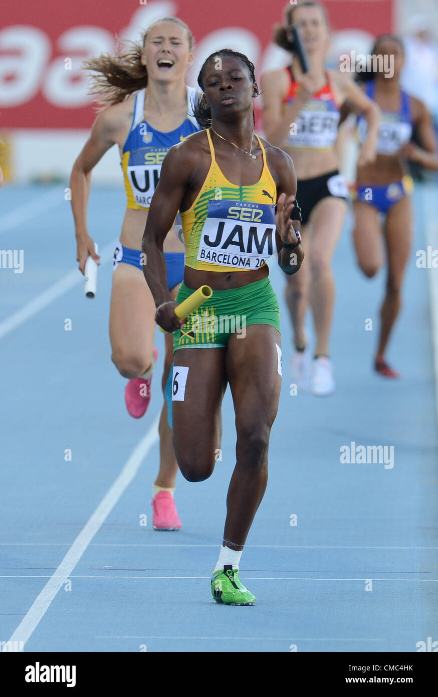 BARCELONA, Spain: Saturday 14 July 2012, Shericka Jackson wins the race ...