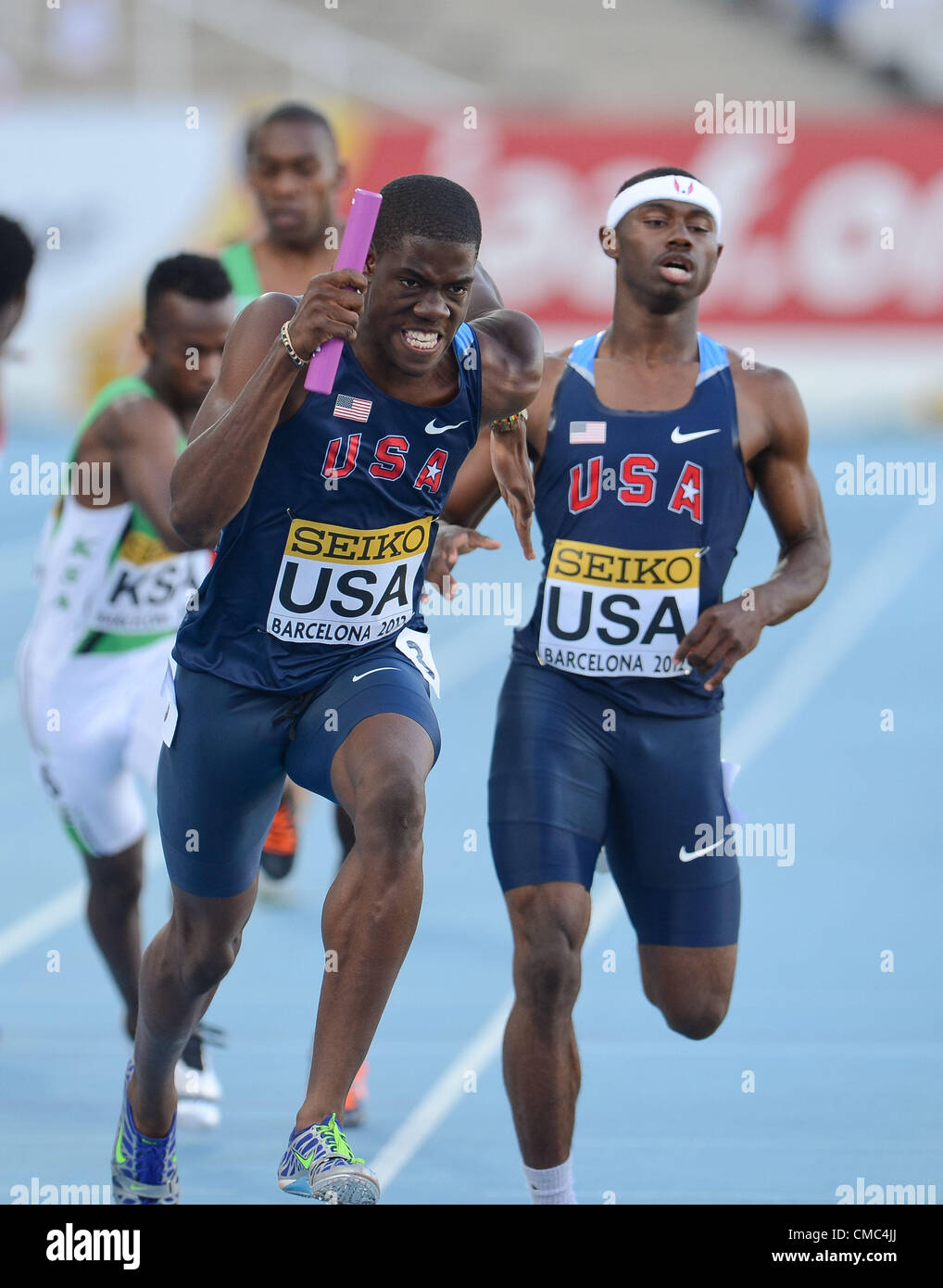 BARCELONA, Spain: Saturday 14 July 2012, Arman Hall of the USA runs the ...