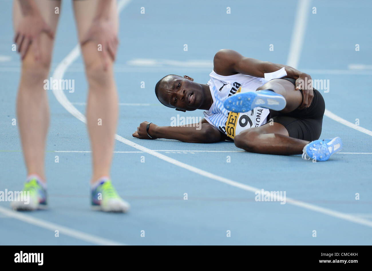 BARCELONA, Spain: Saturday 14 July 2012, Nigel Amos of Botswana hold ...