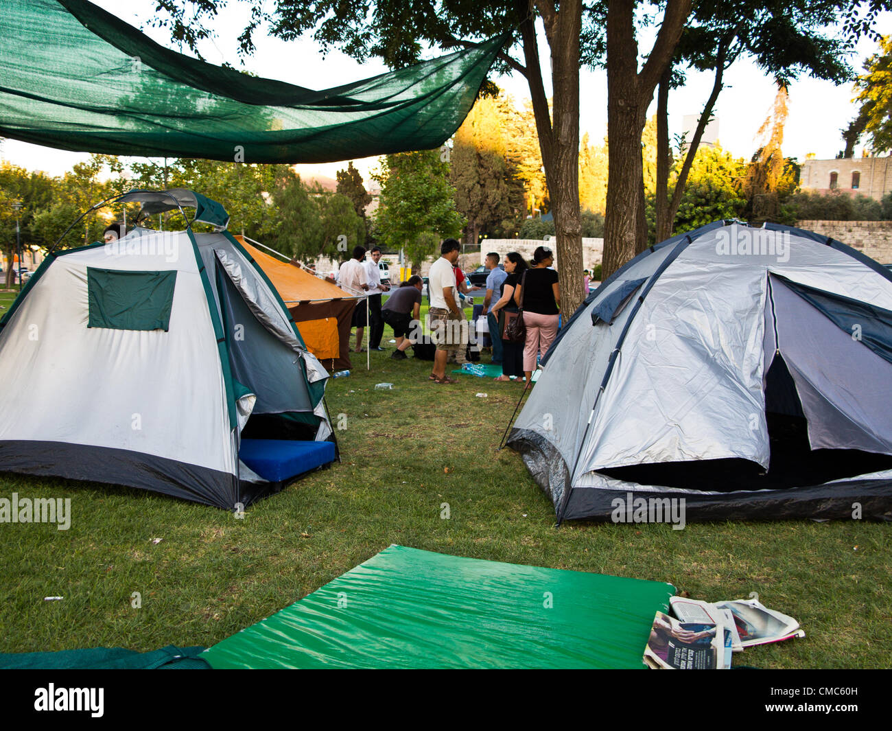 A newly erected tent-camp in Independence Park on Agron Street is the ...