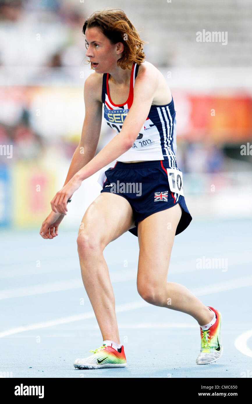 15.07.2012 Barcelona, Spain. Jessica JUDD GBR faints after completing ...