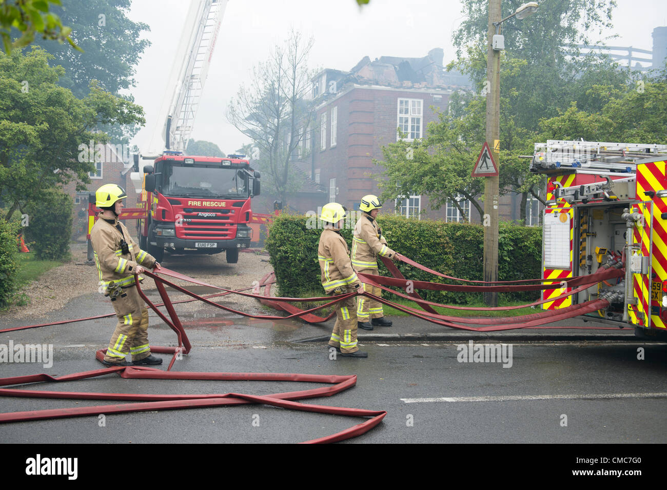 Felsted, Essex, UK. 16th July 2012. Firefighters in attendance at ...