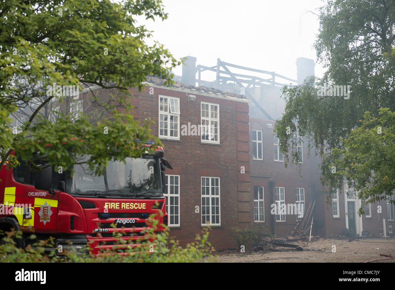 Felsted, Essex, UK. 16th July 2012. Firefighters in attendance at ...