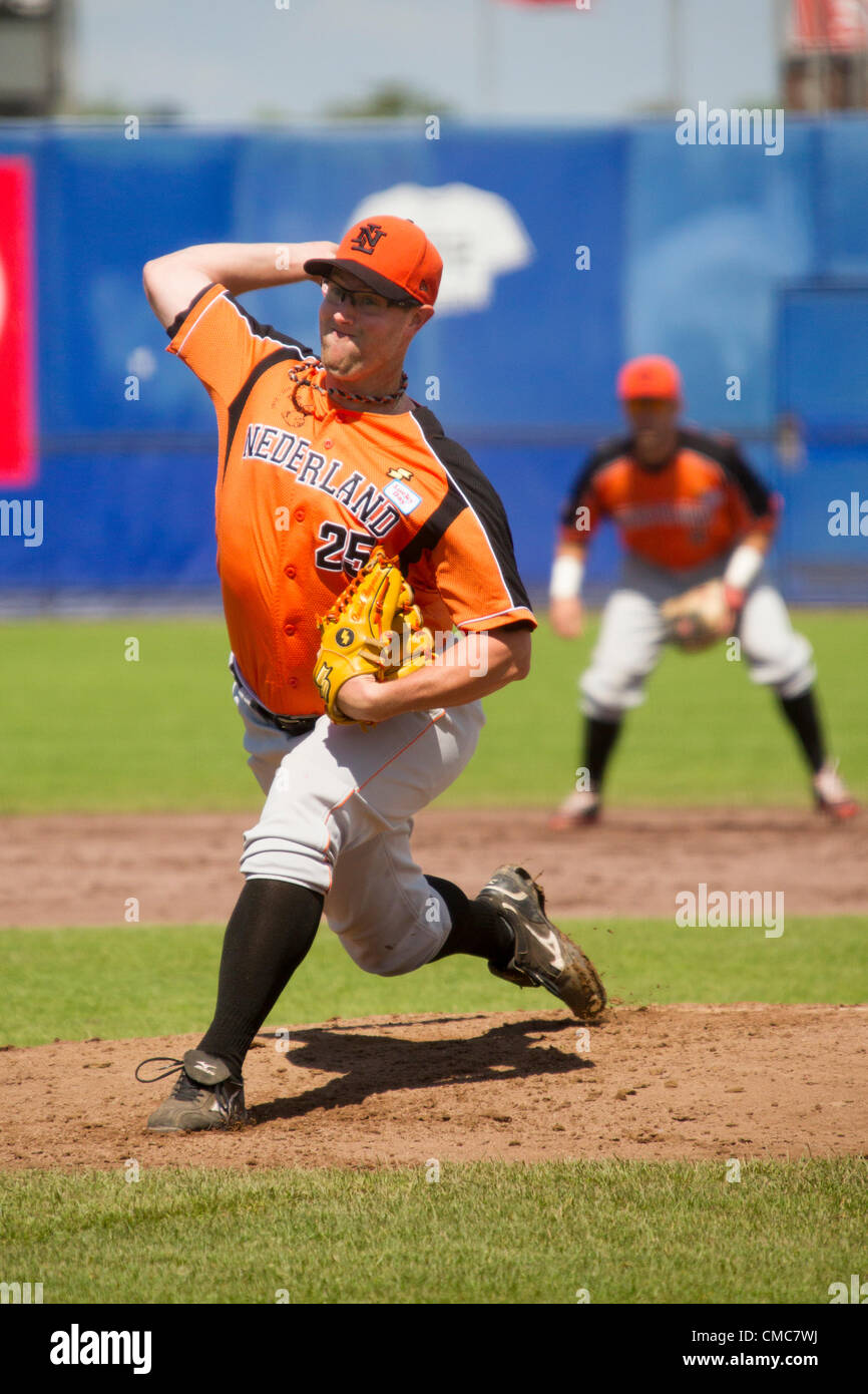HAARLEM, THE NETHERLANDS, 15/07/2012. Pitcher David Bergman of team ...