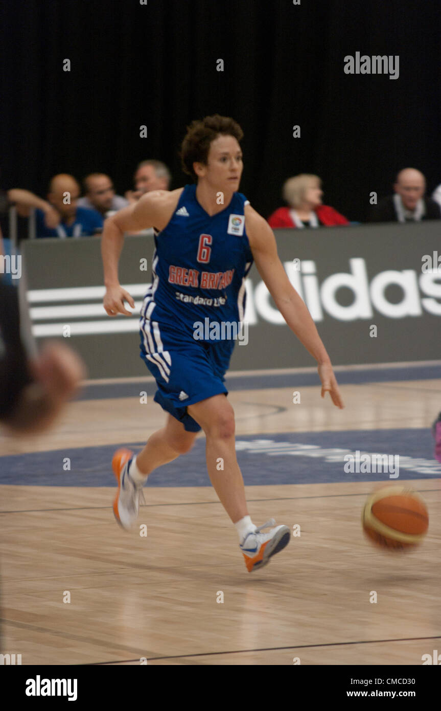 Sheffield, UK, 15 July 2012 Stefanie Collins of Great Britain dribbling ...