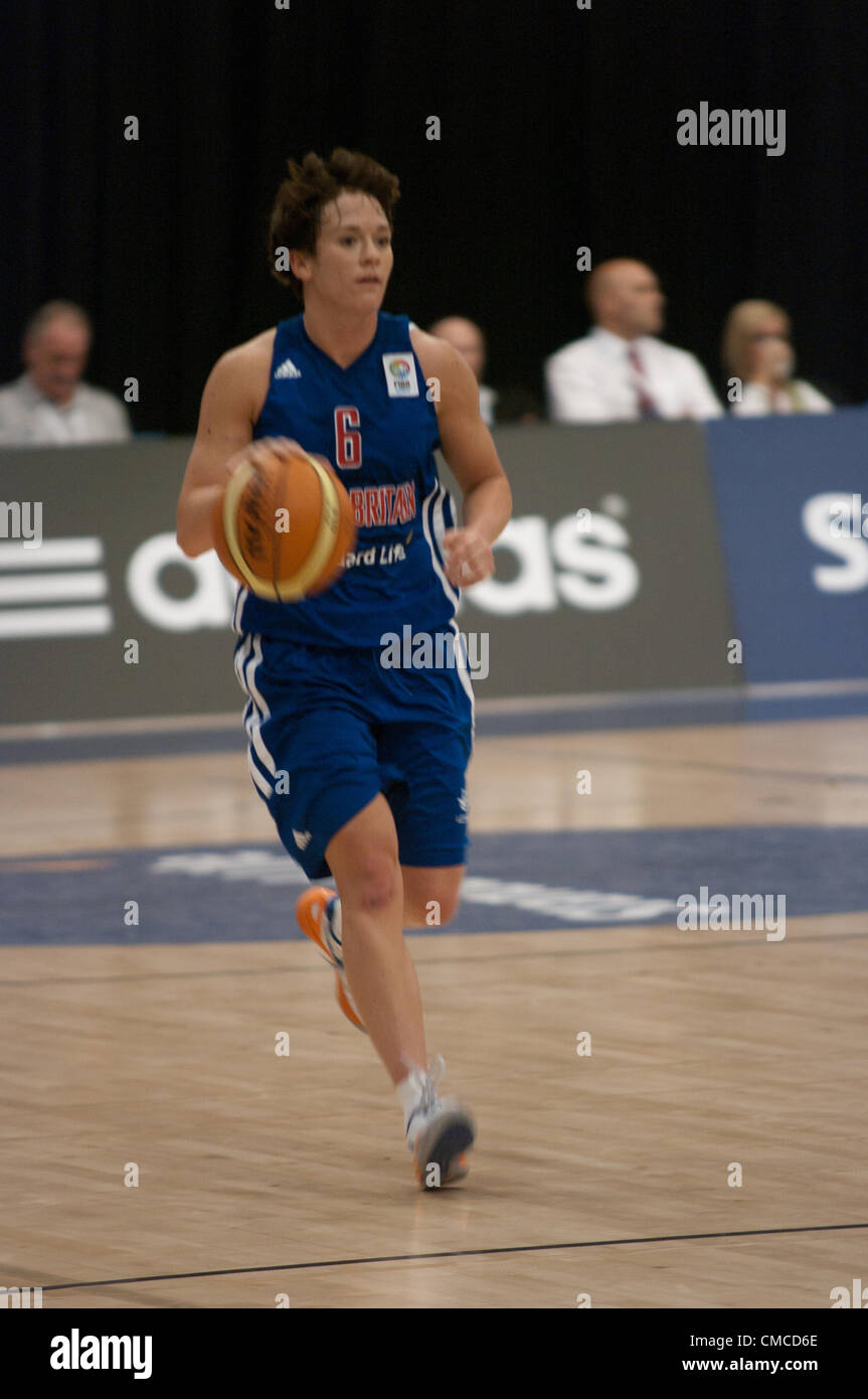 Sheffield, UK, 15 July 2012 Stefanie Collins of Great Britain dribbling ...