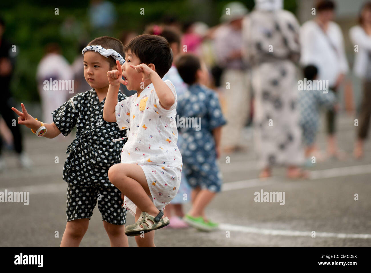 July 17th, 2012 : Yokohama, Japan – Kids are dancing around the stage ...