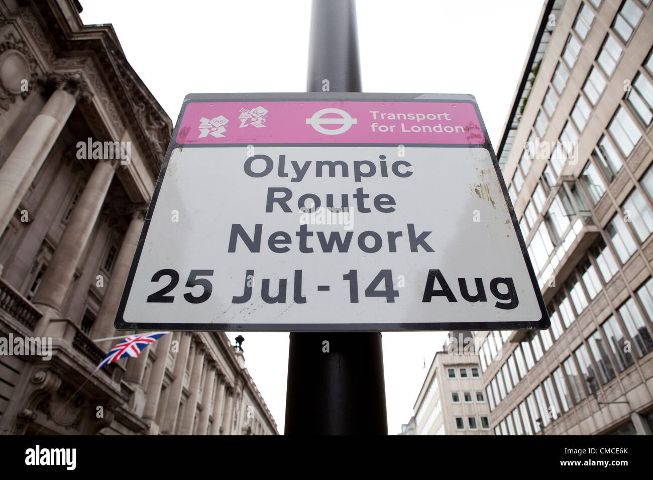 An Olympic Route Network sign in Westminster, central London. London ...