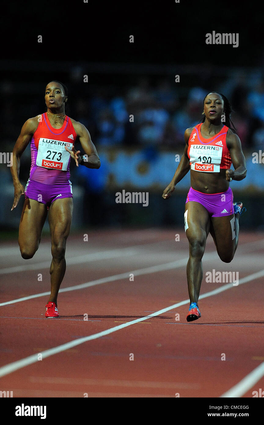 17.07.2012 Lucern, Switzerland. ChaRonda Williams of USA (l) wins the ...