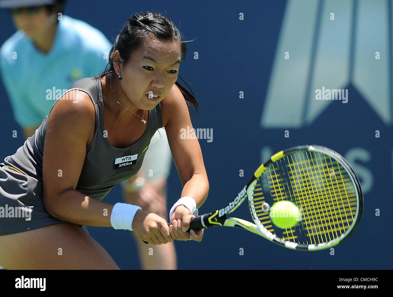17 JULY, 2012: Vania King (USA) hitting a backhand shot during a match ...
