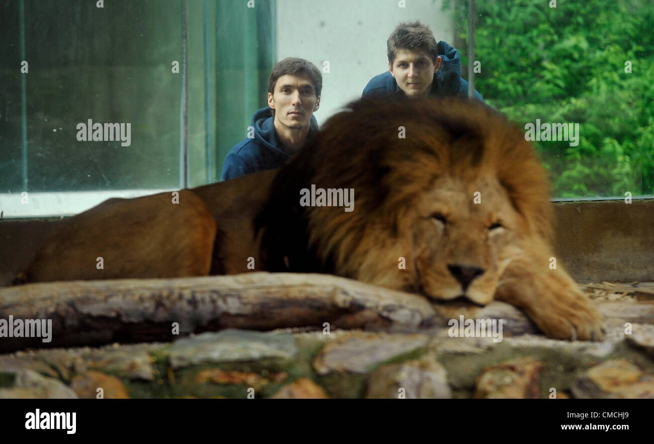 Czech basketball players Jiri Welsch, left, and Jakub Kudlacek pose ...