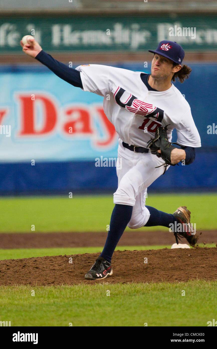 HAARLEM, THE NETHERLANDS, 18/07/2012. Pitcher James Reed of team USA at ...