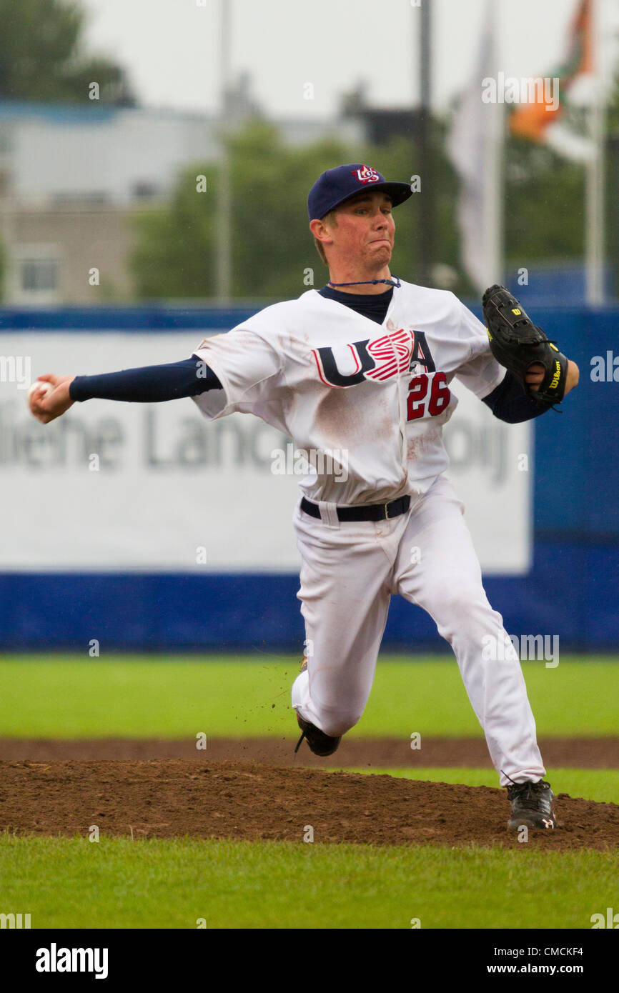HAARLEM, THE NETHERLANDS, 18/07/2012. Pitcher David Berg of team USA at ...