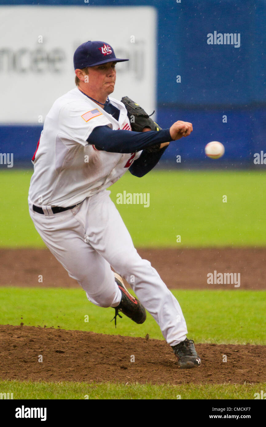 HAARLEM, THE NETHERLANDS, 18/07/2012. Pitcher David Berg of team USA at ...