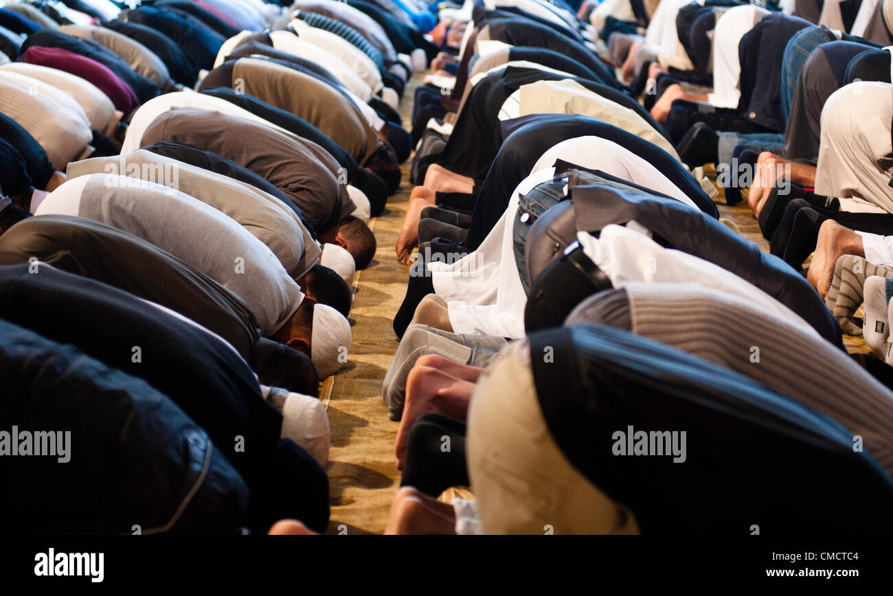 London, UK - 20 July 2012: London's Muslim community prays for the ...