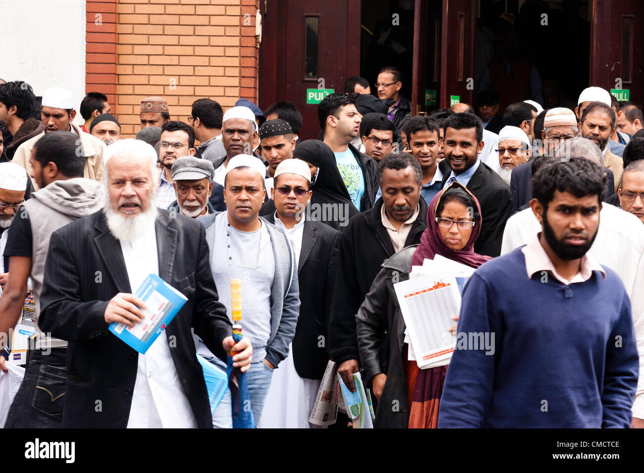 London, UK - 20 July 2012: the Muslim community leaves the East London ...