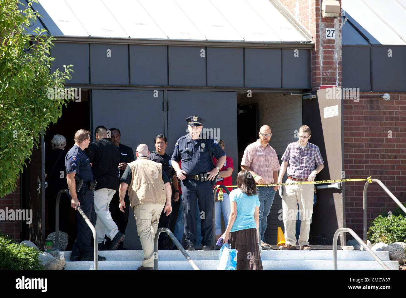Aurora, Colorado, USA. July 20, 2012. The family members of victims ...