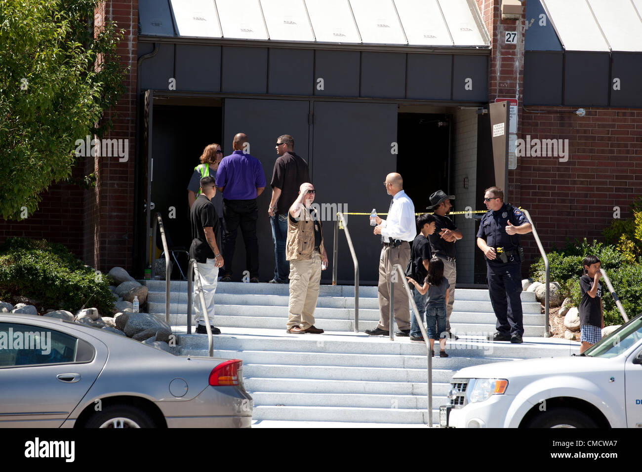 Aurora, Colorado, USA. July 20, 2012. The family members of victims ...