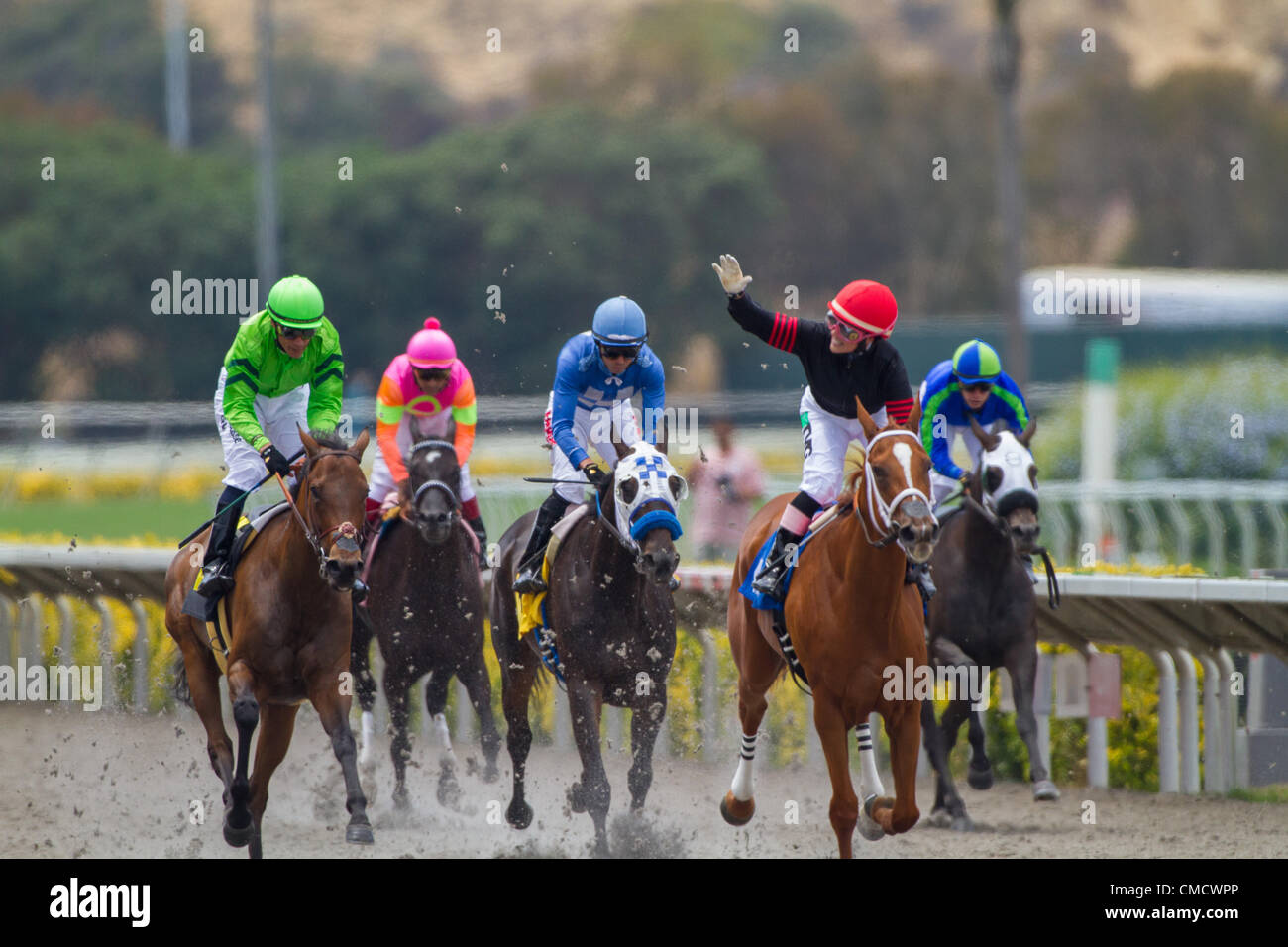 July 18, 2012 - Delmar, California, U.S - First race of the day. Miss ...