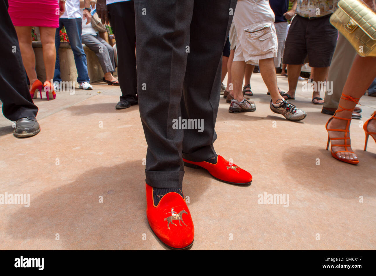 July 18, 2012 - Delmar, California, U.S - Race fans pose showing off ...