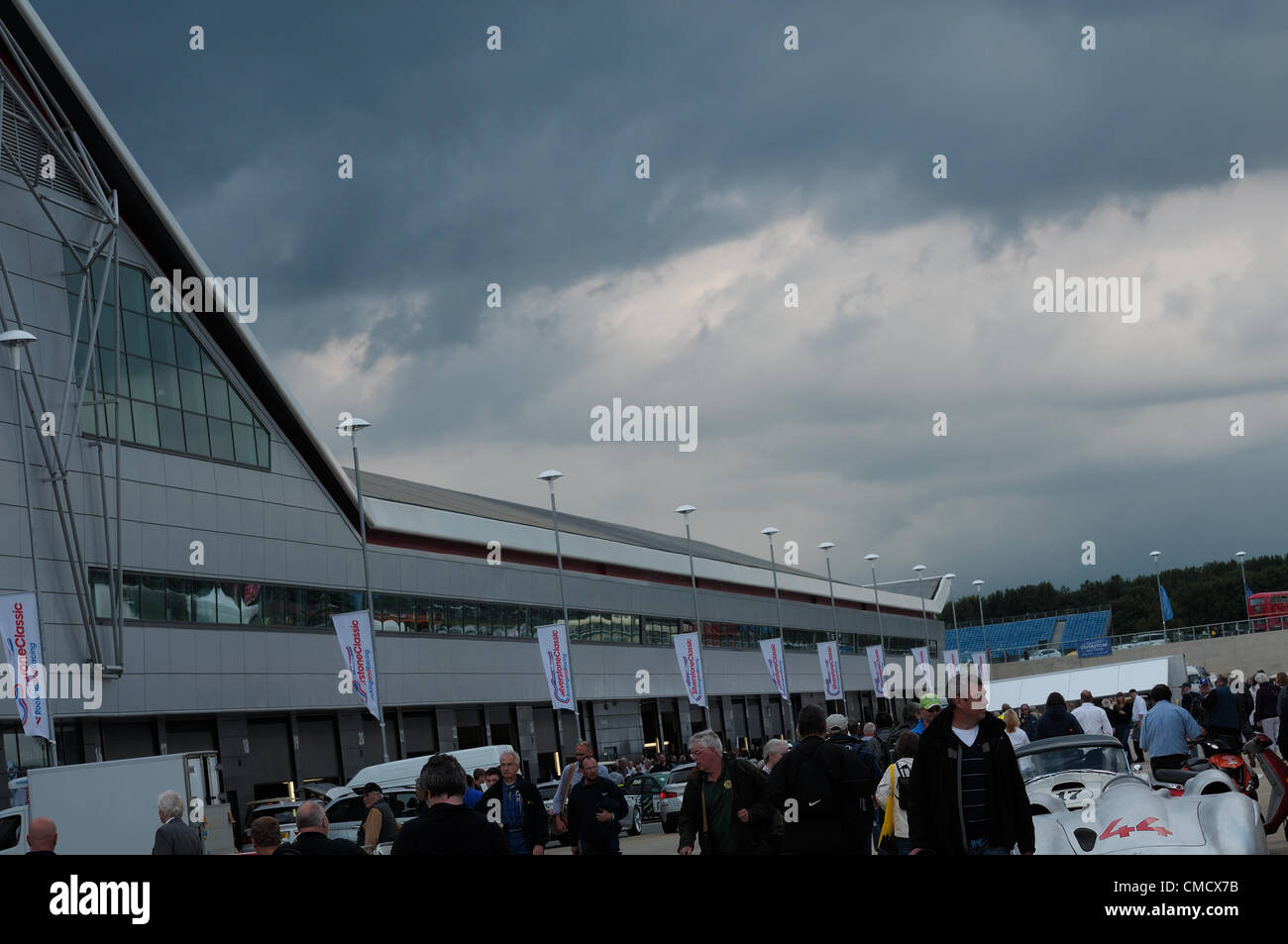 20th July 2012, Silverstone, UK Rain clouds over the Wing paddock ...