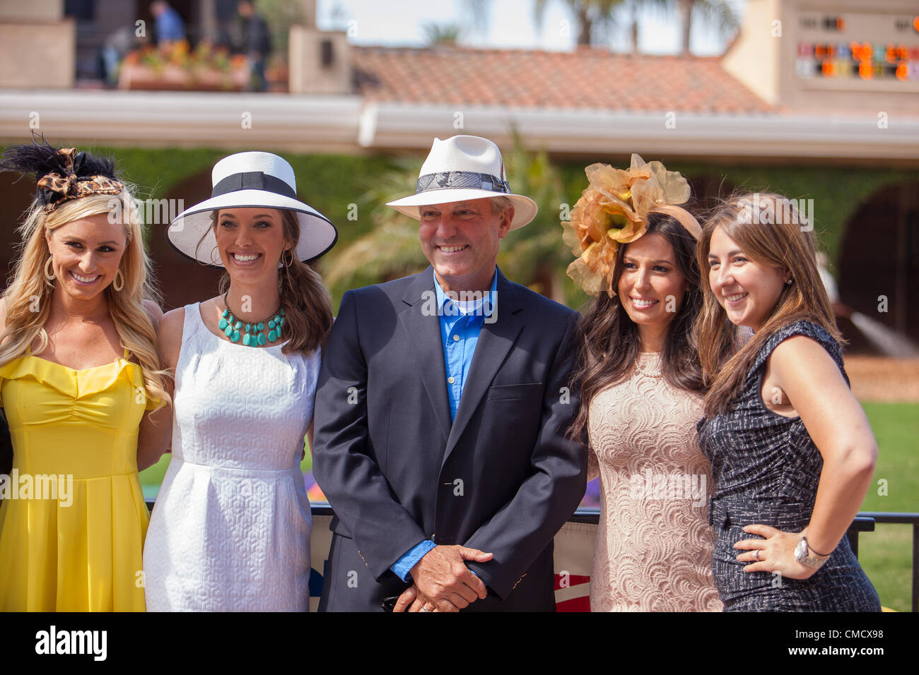 July 18, 2012 - Delmar, California, U.S - Race fans pose showing off ...