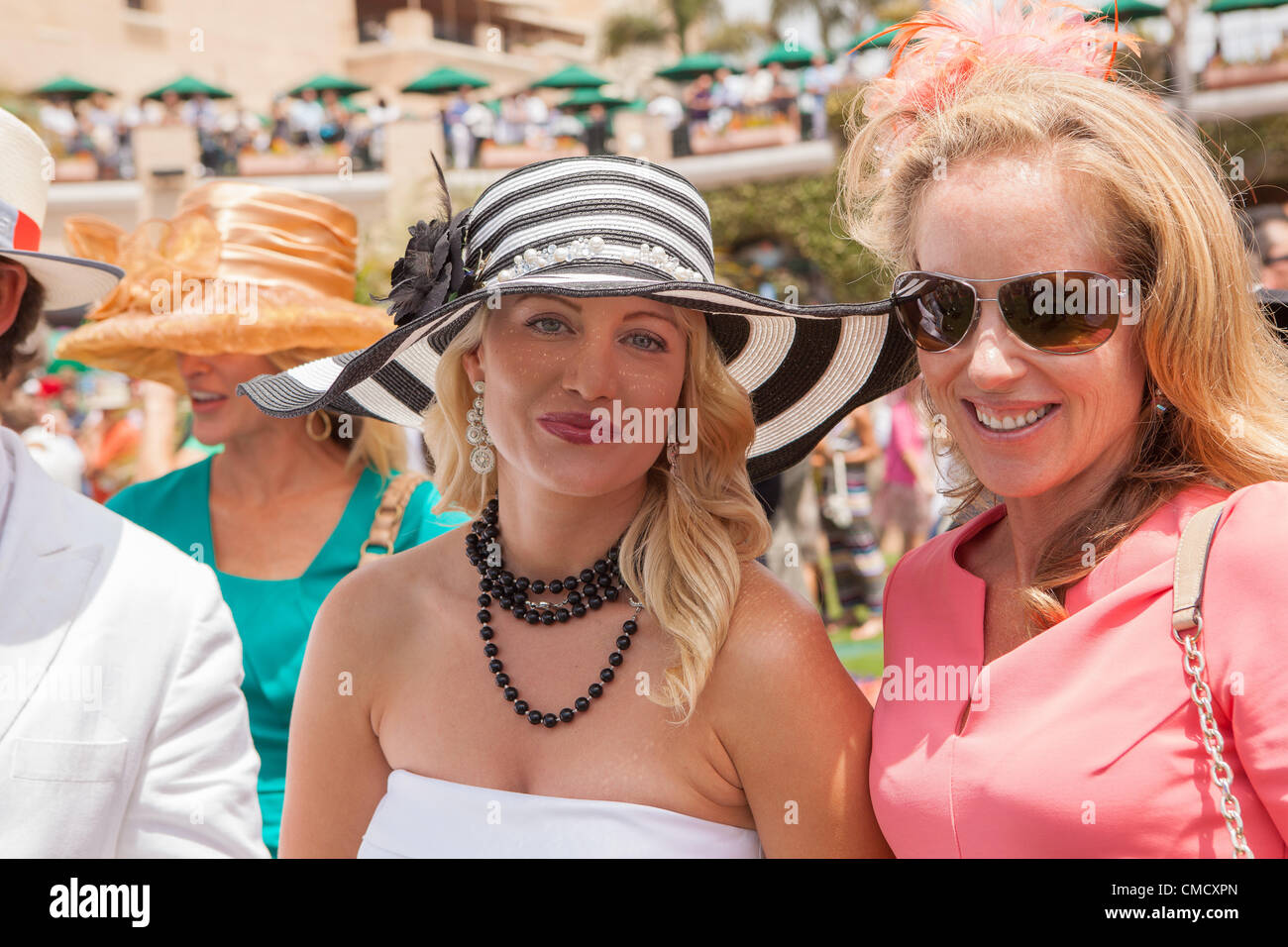 July 18, 2012 - Delmar, California, U.S - Race fans pose showing off ...