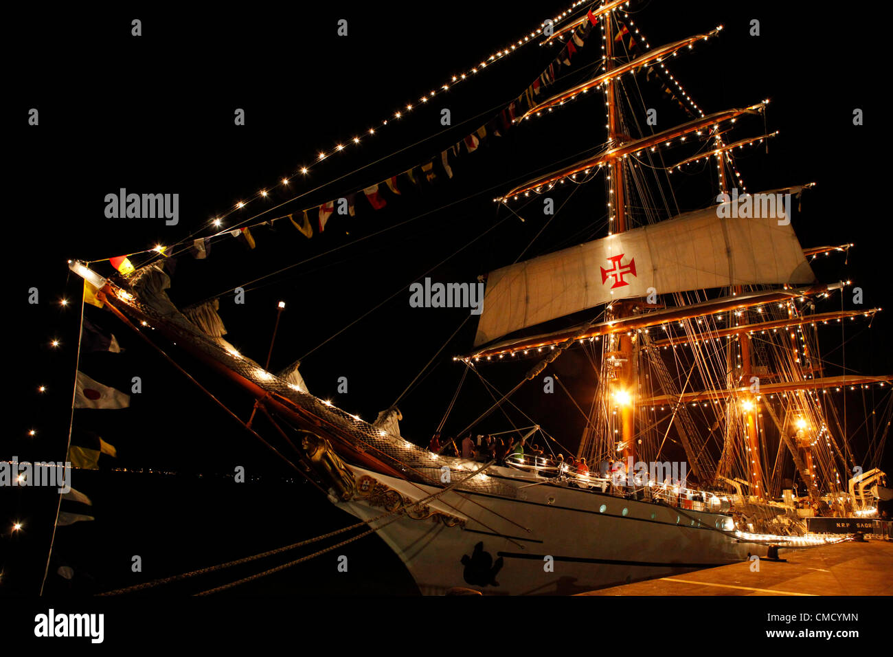 The Sagres tall ship in harbour at Lisbon, Portugal Stock Photo - Alamy