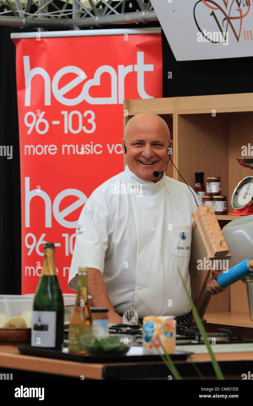 Aldo Zilli prepares Italian specialities in the Cookery Theatre at the ...