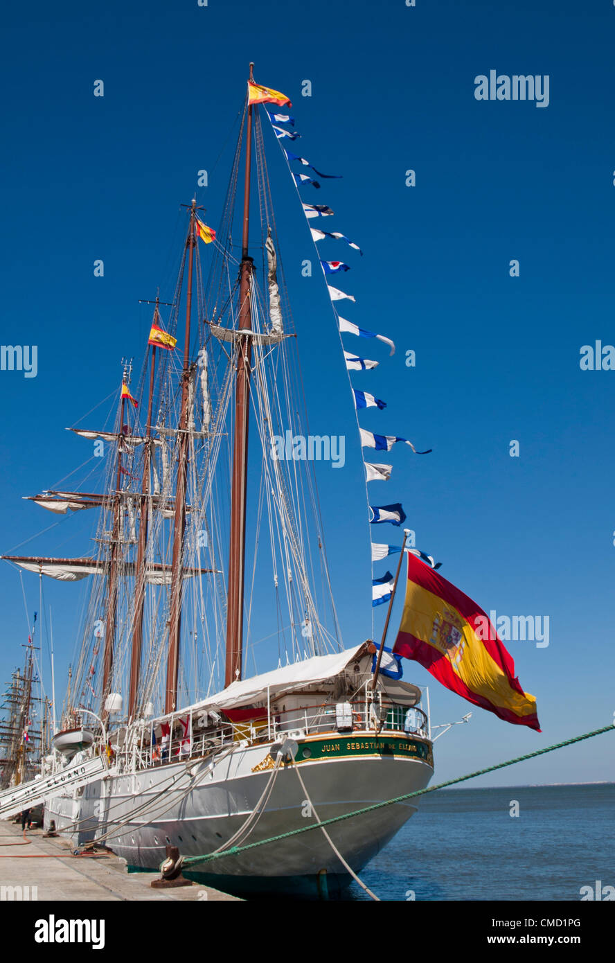 Spanish ship Juan Sebastian de Elcano dock in Lisbon for the Tall Ship ...