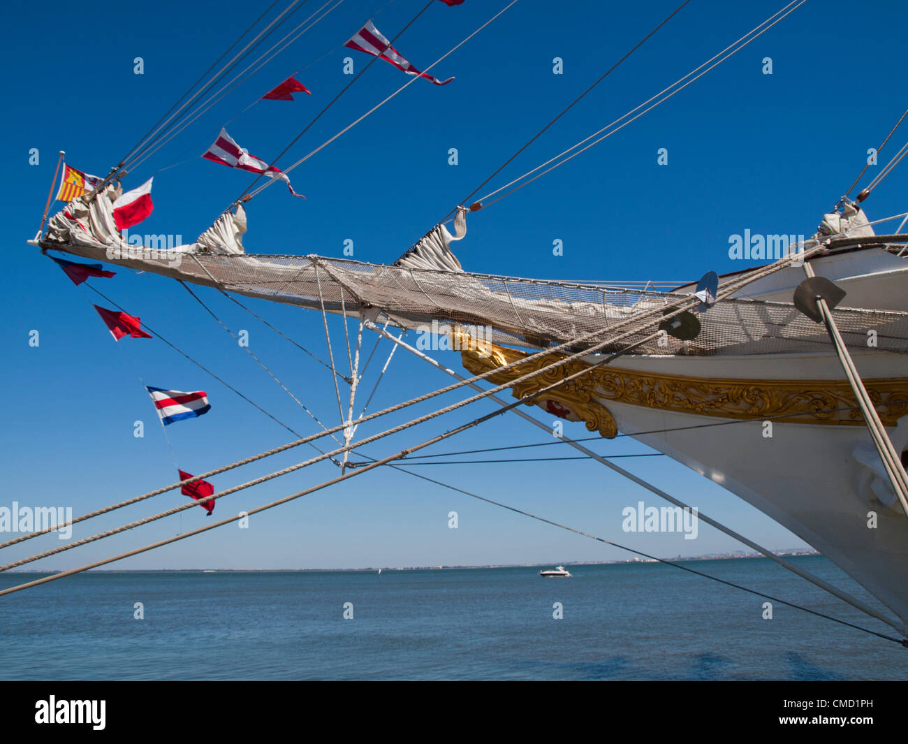 Spanish ship Juan Sebastian de Elcano dock in Lisbon for the Tall Ship ...
