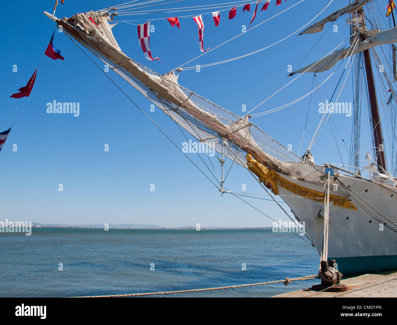 Spanish ship Juan Sebastian de Elcano dock in Lisbon for the Tall Ship ...