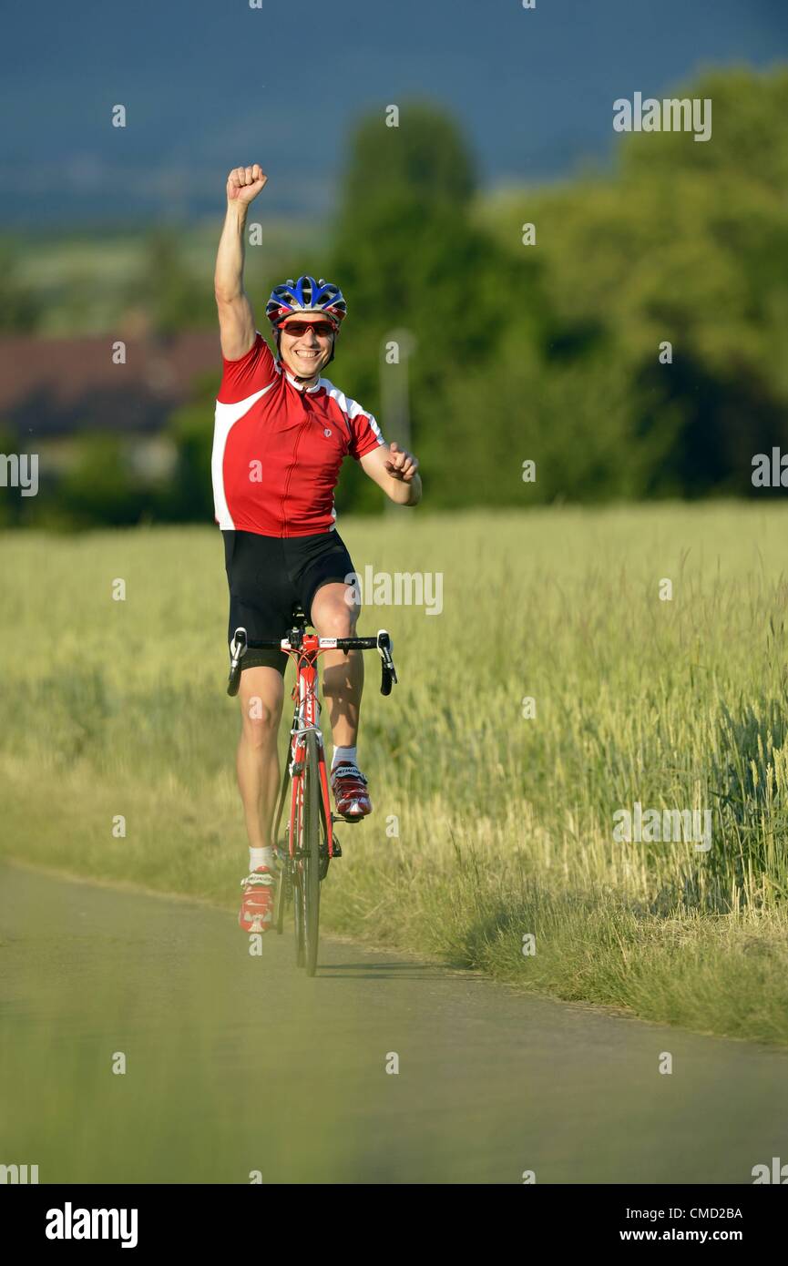 15.06.2012. Germany. Model released image of a celebratory male ...