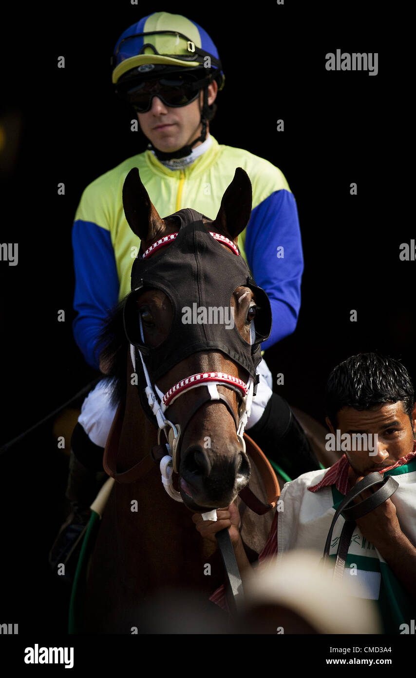 July 22, 2012 - Del Mar, CA, U.S. - Gabriel Charles with jockey Joe ...