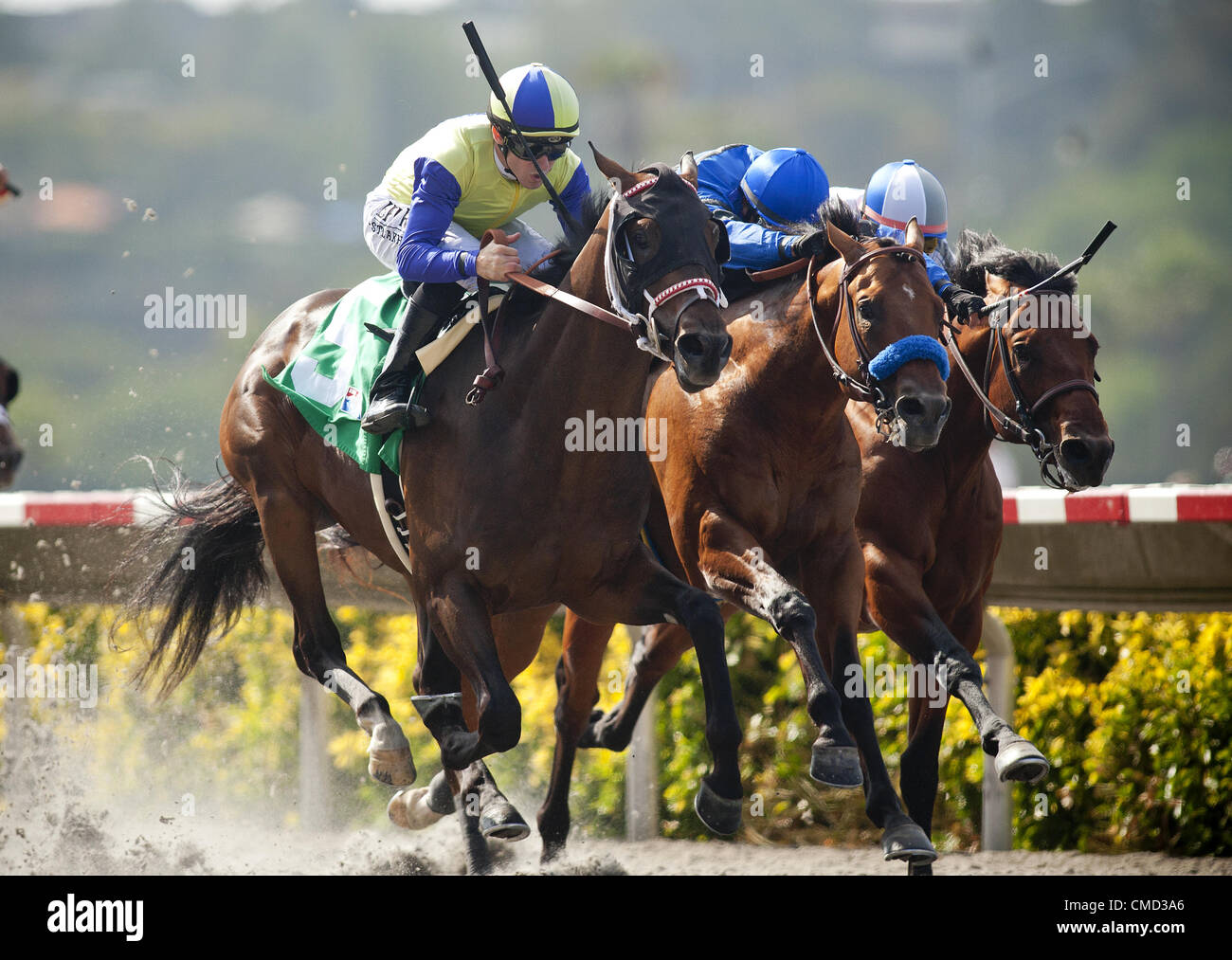 July 22, 2012 - Del Mar, CA, U.S. - Gabriel Charles with jockey Joe ...