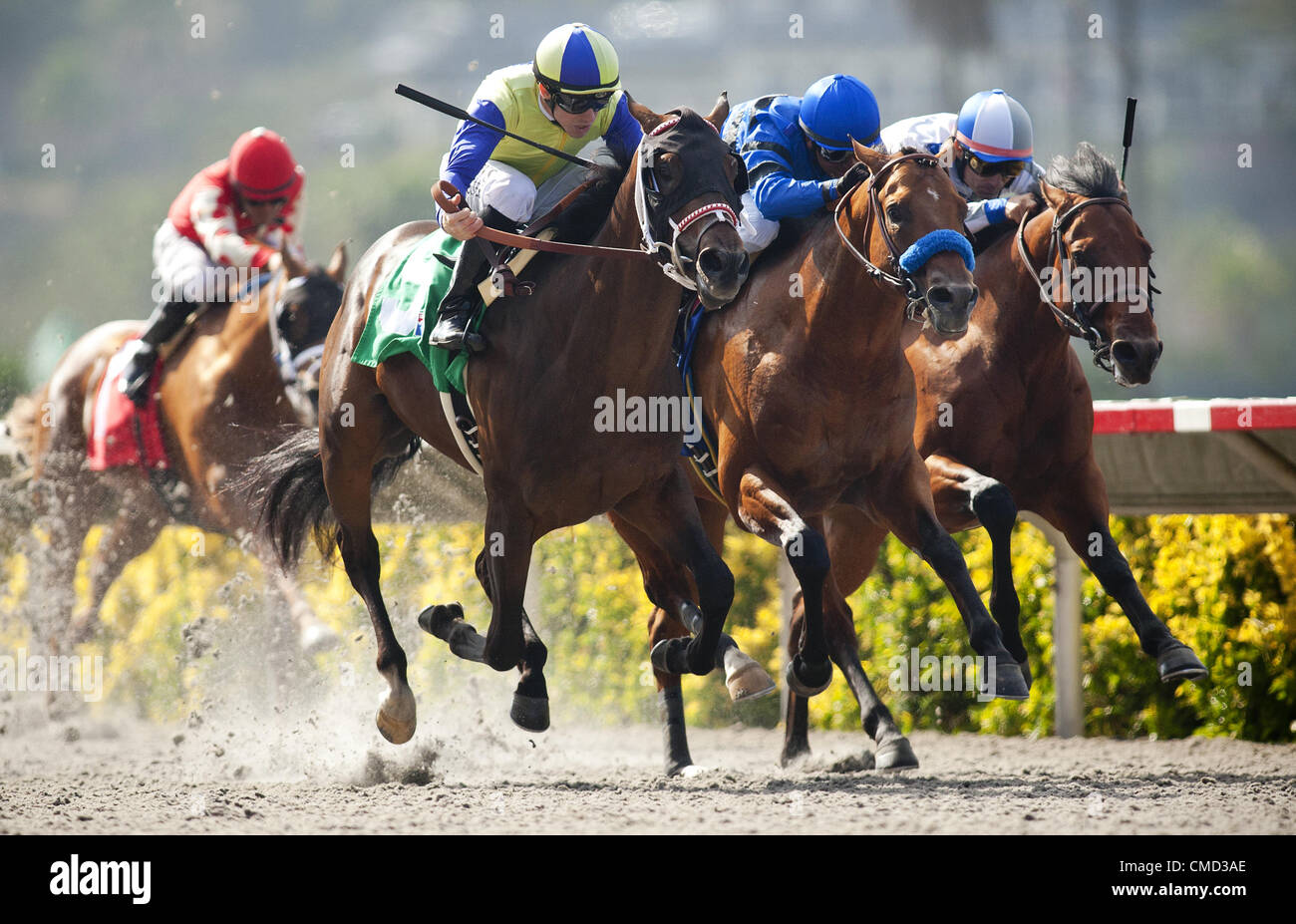 July 22, 2012 - Del Mar, CA, U.S. - Gabriel Charles with jockey Joe ...
